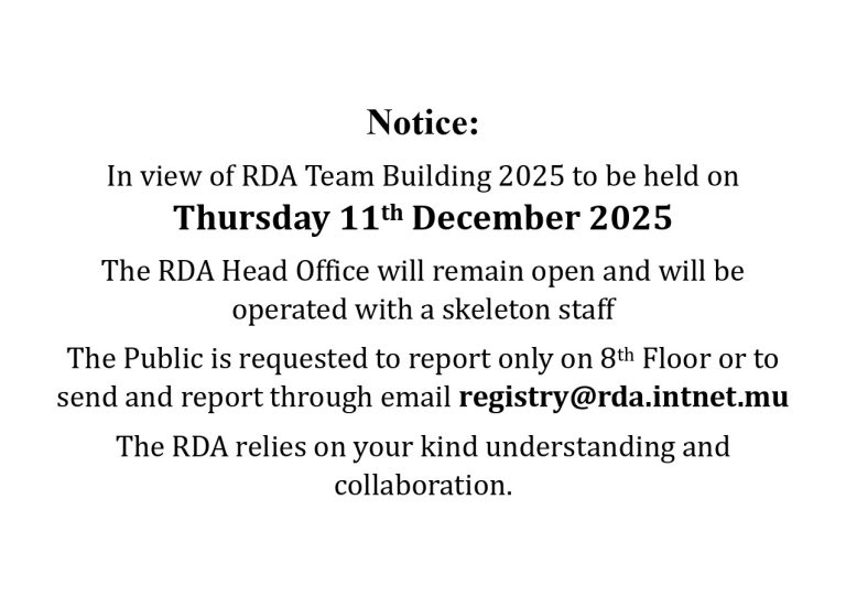 NOTICE : RDA Team Building on Thursday 11th December 2025 – Road ...